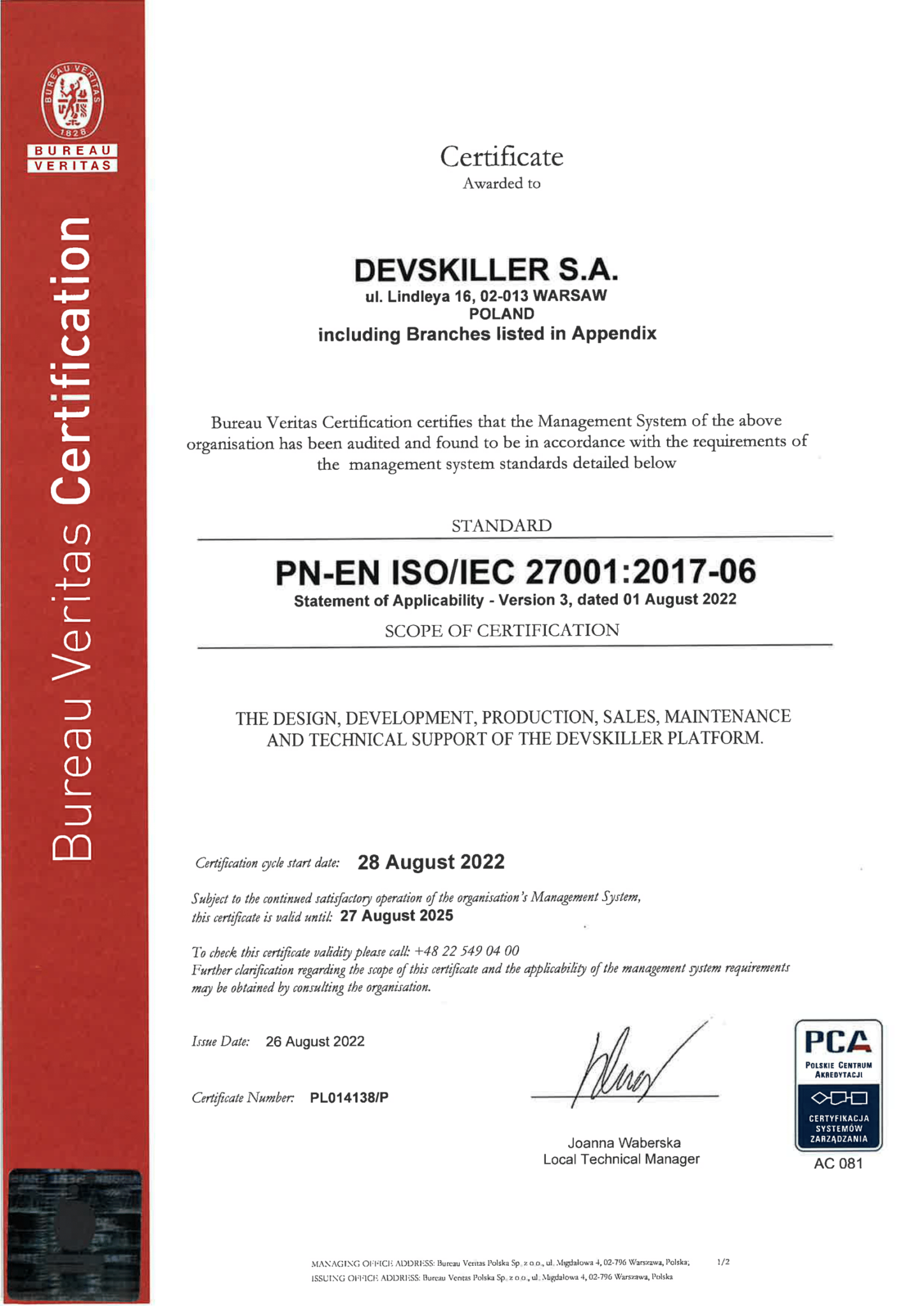 SkillPanel receives ISO 27001 certification for its security processes